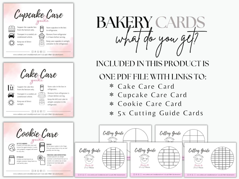 Bakery Templates Cake Cutting Guide Cookies Caring Card Cupcake Care ...