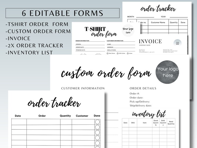 Invoice Template for Small Business I Tshirt Order Form Template ...