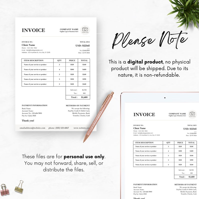 Bakery Invoice Template Canva Billing Form Sales Bill Boho Small ...