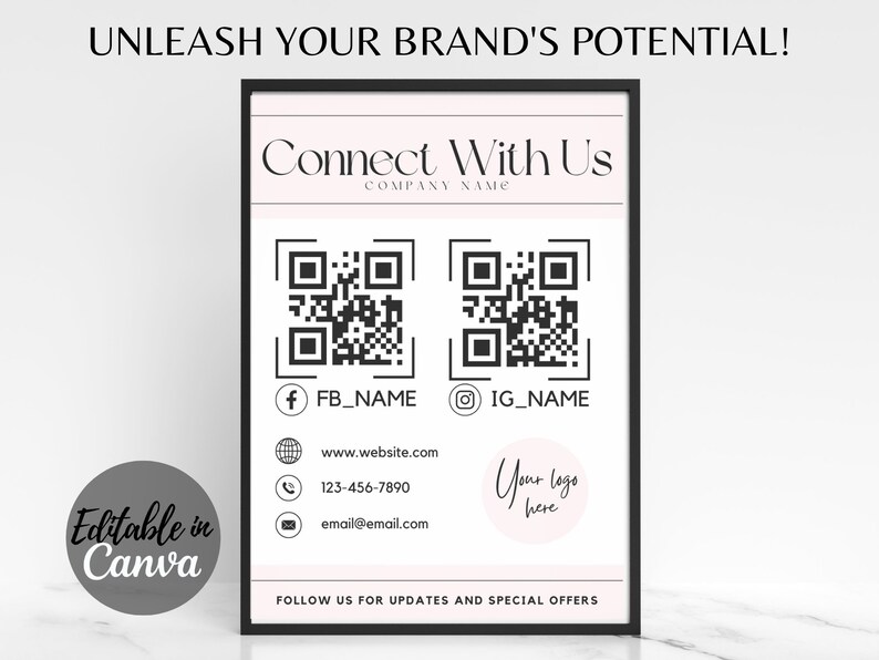 Custom QR Code Sign I Connect With Us I Follow Us Sign I Social Media ...