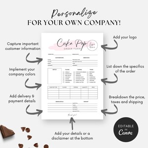 Printable Cakepop Order Form, Cake Pop Templates for Canva, Cakesicles ...
