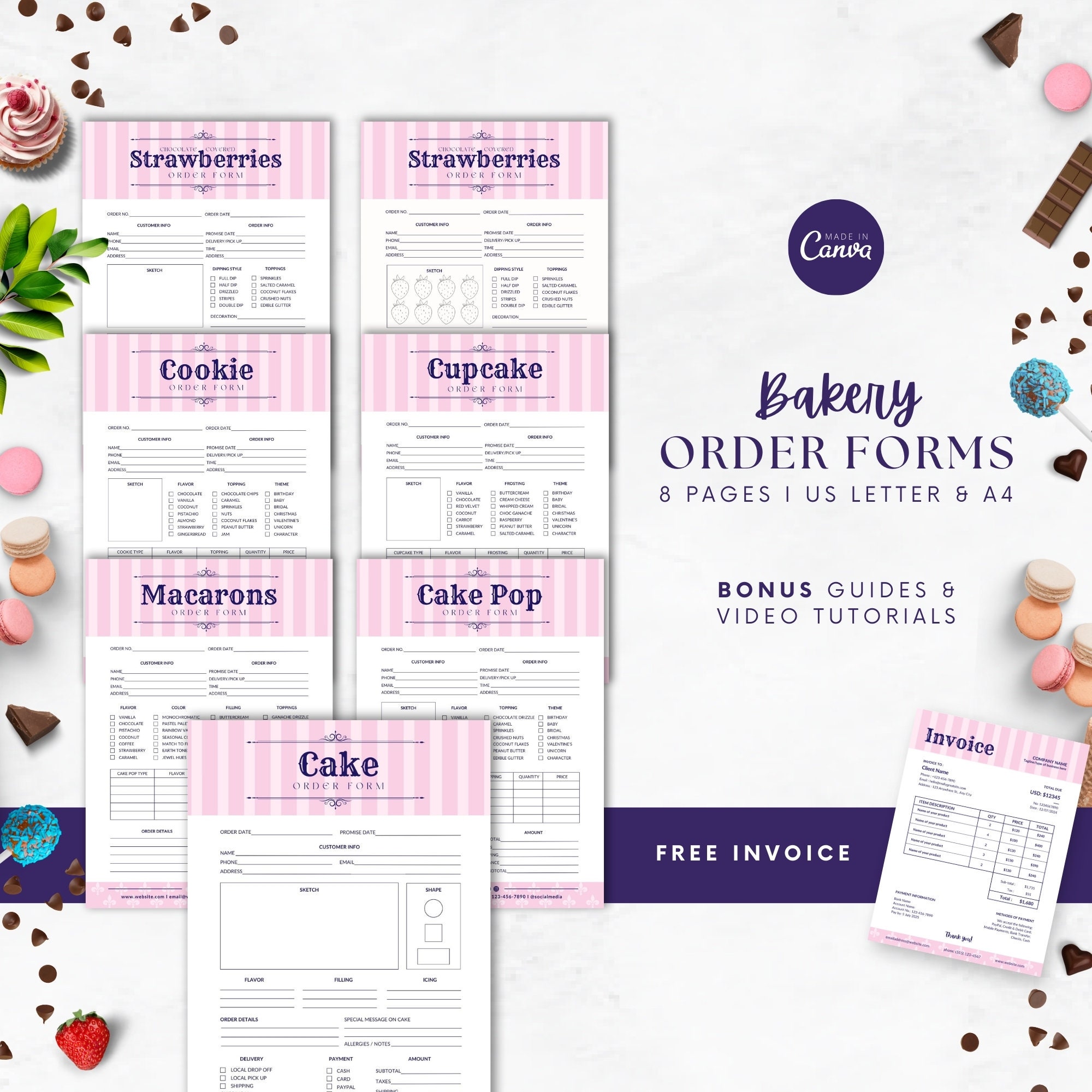 Bakery Business Template Bundle, Wedding Cake Order Sheet Templates ...