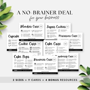 Editable Bakery Care Cards, Minimalist Cake Care Instructions Card ...