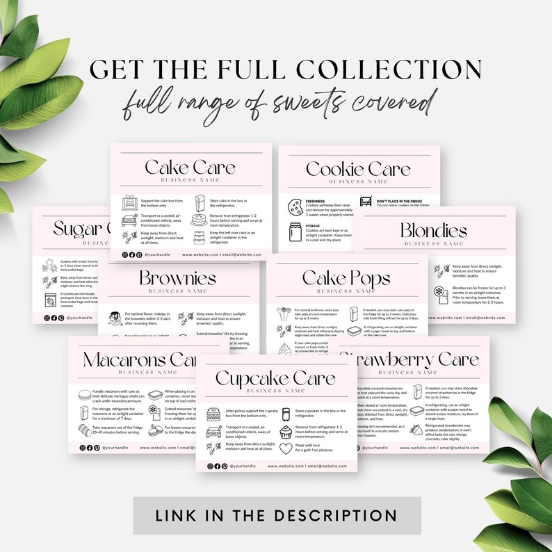 Macaron Care Guide Template, Editable Macaron Care Card, Printable ...