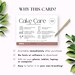 Modern Cake Care Label, Cake Care Instruction Card Printable, Cake Care ...