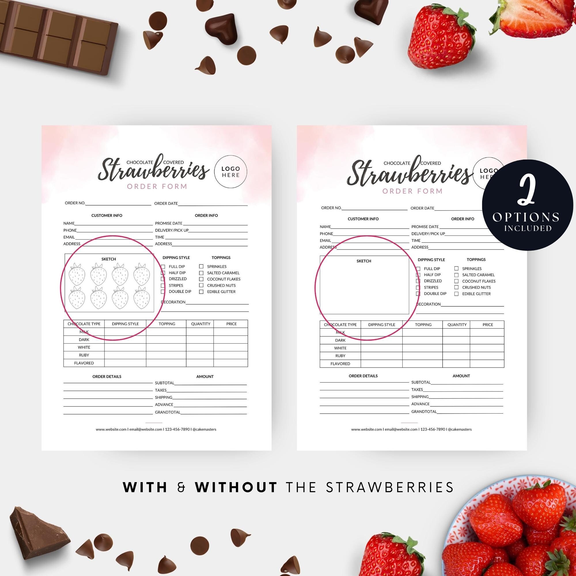 Chocolate Strawberries Order Form Template, Choc Dipped Strawberry ...