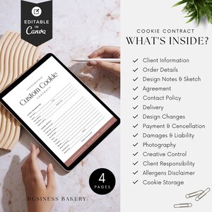 Printable Cookie Contract Template, Editable Bakery Biscuit Agreement ...