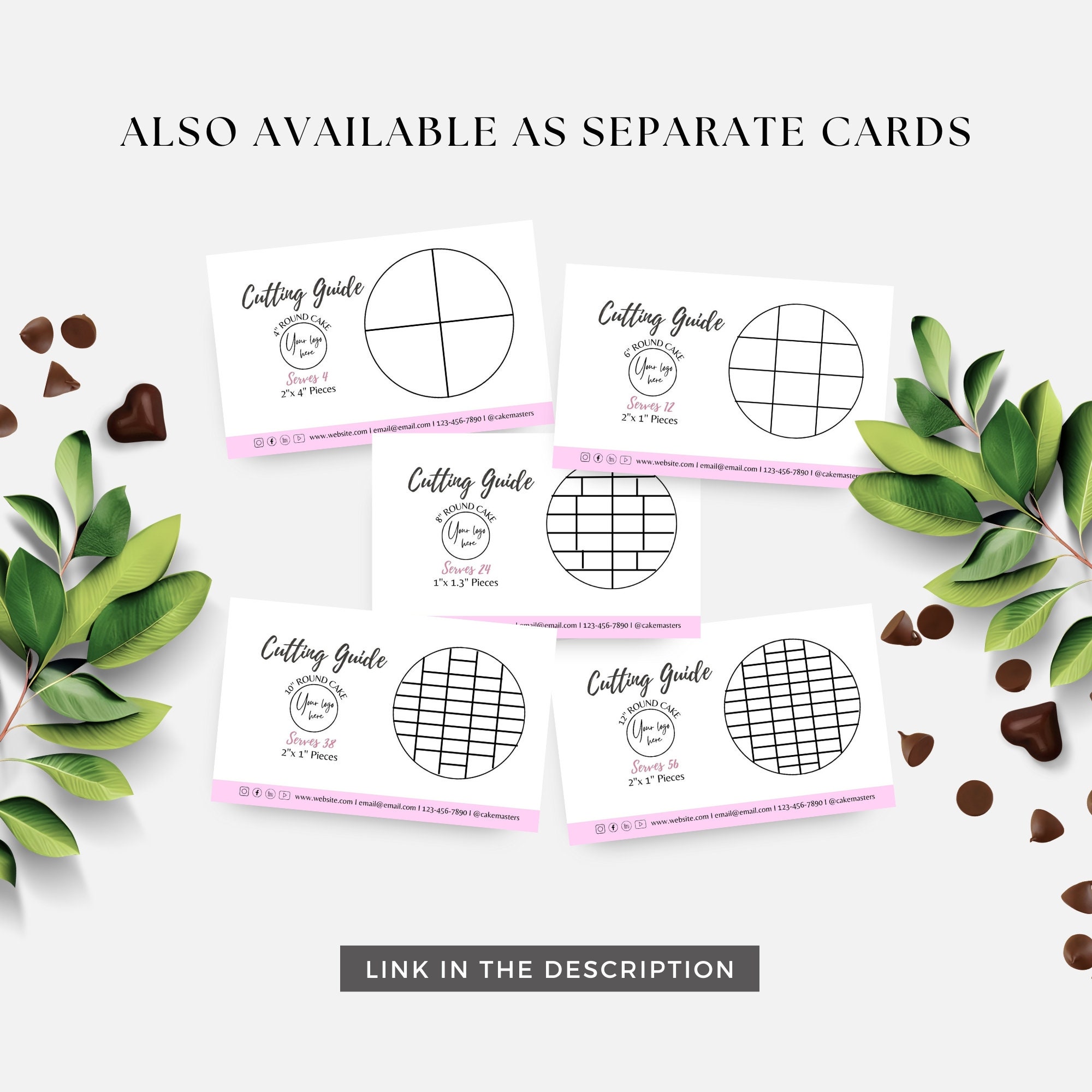 Round Cake Cutting Guide Digital Download Bakery Template Baker ...