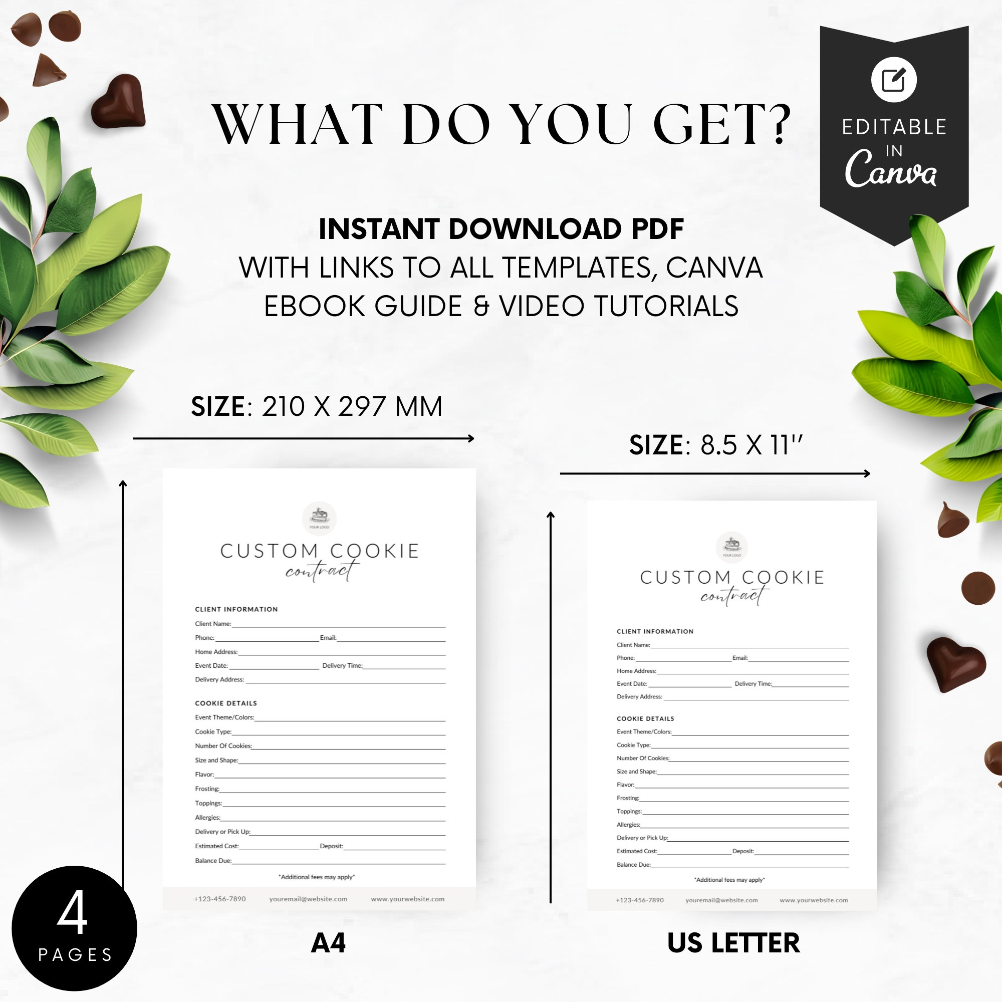 Printable Cookie Contract Template, Editable Bakery Biscuit Agreement ...