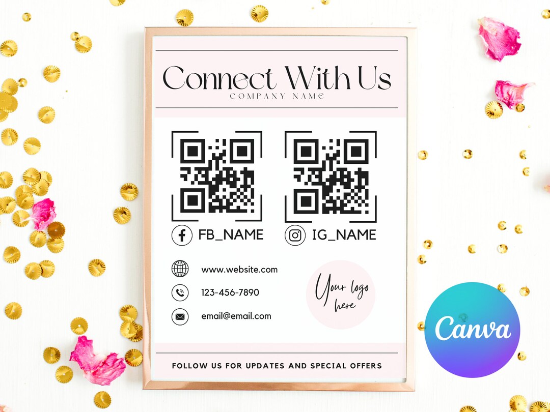 Custom QR Code Sign I Connect With Us I Follow Us Sign I Social Media ...