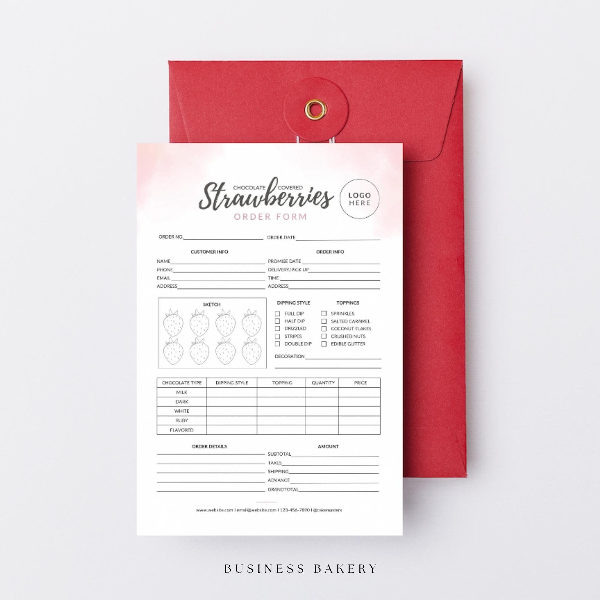 Chocolate Strawberries Order Form Template, Choc Dipped Strawberry ...
