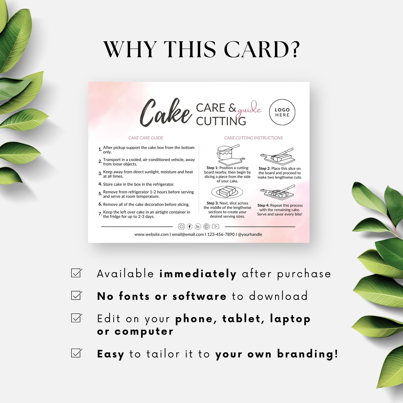 Round Cake Cutting Guide Digital Download Bakery Template Baker ...