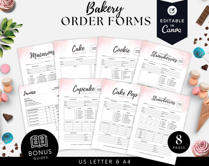 Cake Order Form Template, Canva Editable Cake Order Form, Printable ...