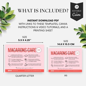 Macaron Care Guide Template, Editable Macaron Care Card, Printable ...
