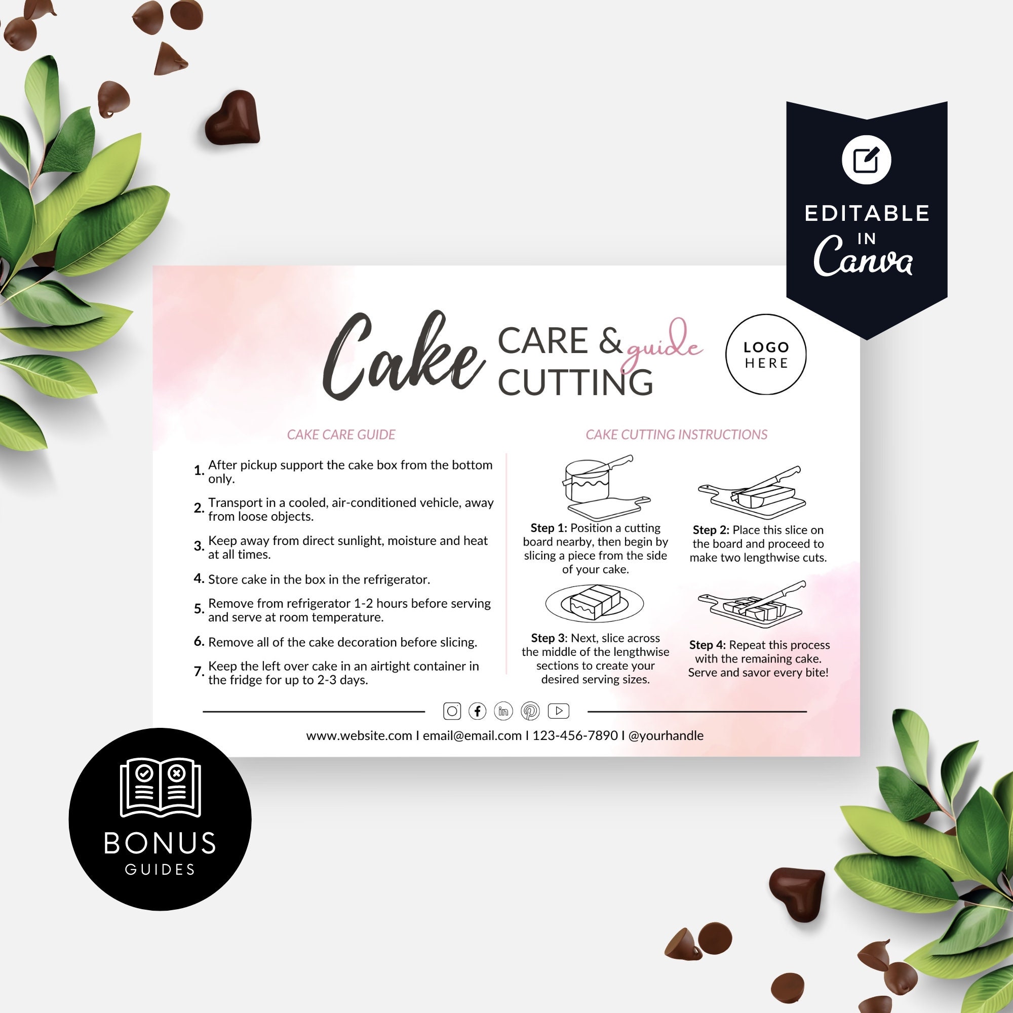 Round Cake Cutting Guide Digital Download Bakery Template Baker ...