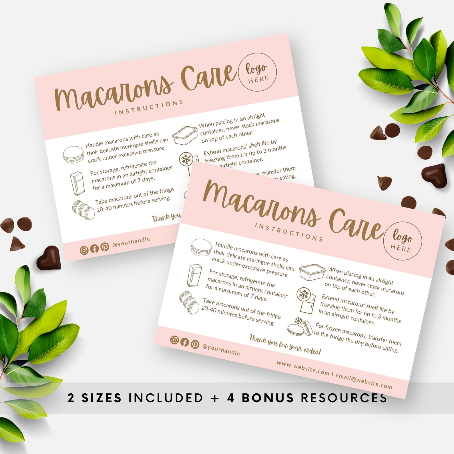 Macaron Care Guide Template, Editable Macaron Care Card, Printable ...