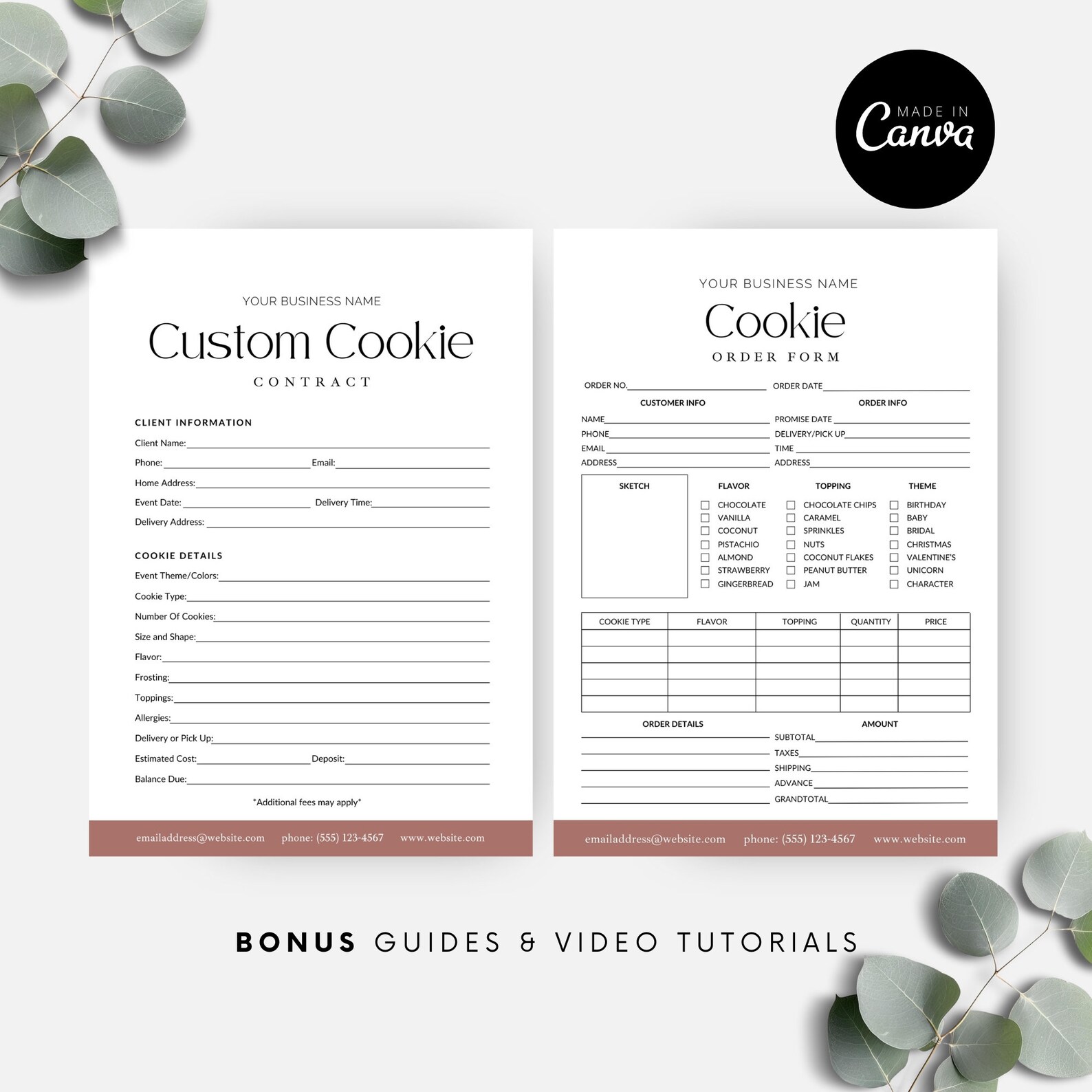Cookie Contract and Order Form Template, Custom Bakery Agreement Form ...