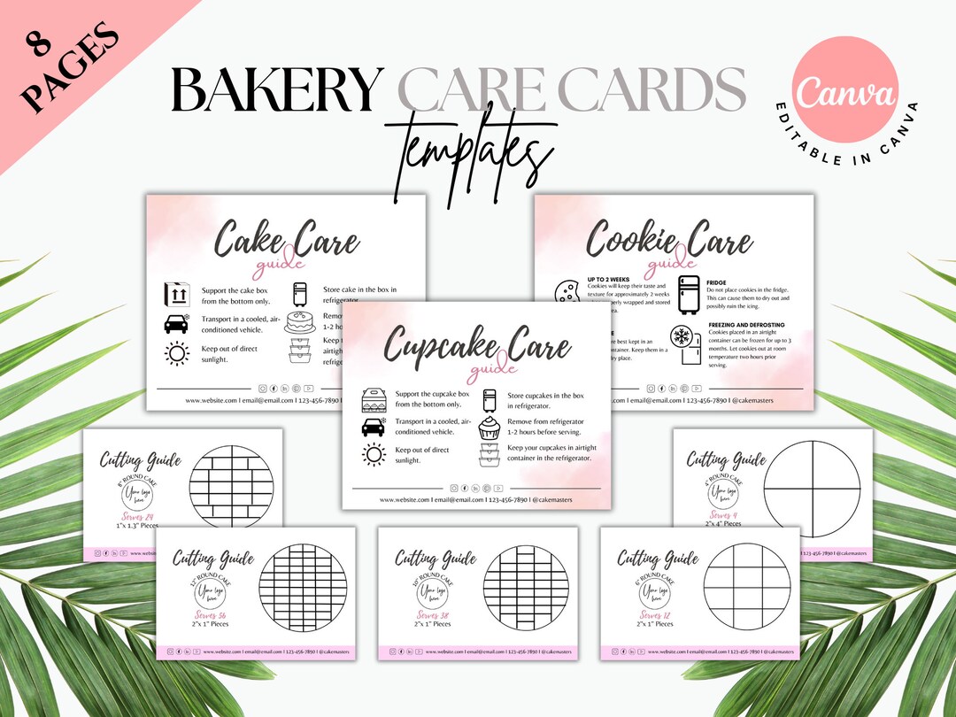 Bakery Templates Cake Cutting Guide Cookies Caring Card Cupcake Care ...