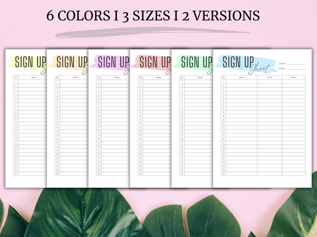 Editable Sign up Sheet I Sign up Template I Registration Sign up I A4 ...