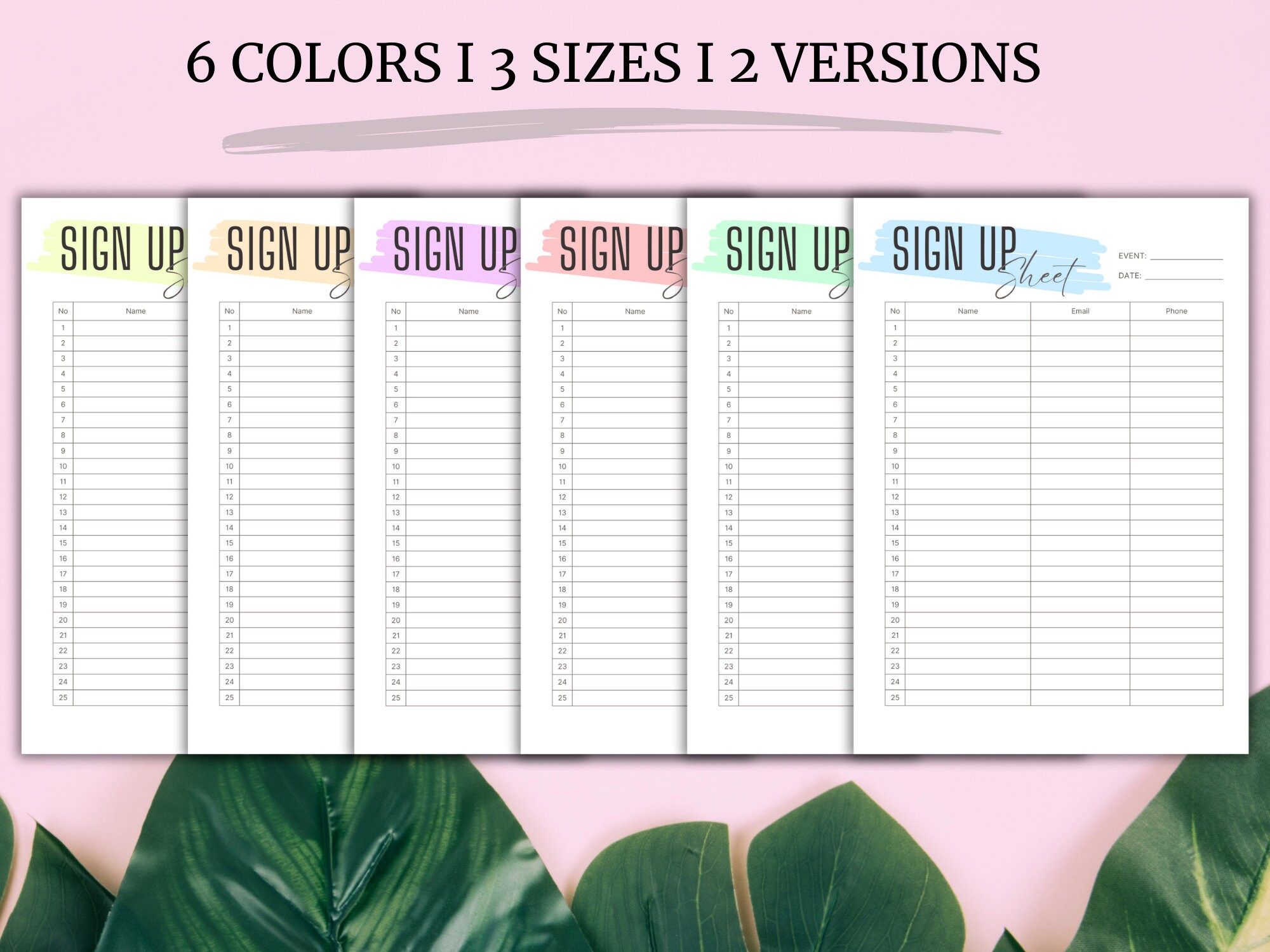 Editable Sign up Sheet I Sign up Template I Registration Sign up I A4 ...