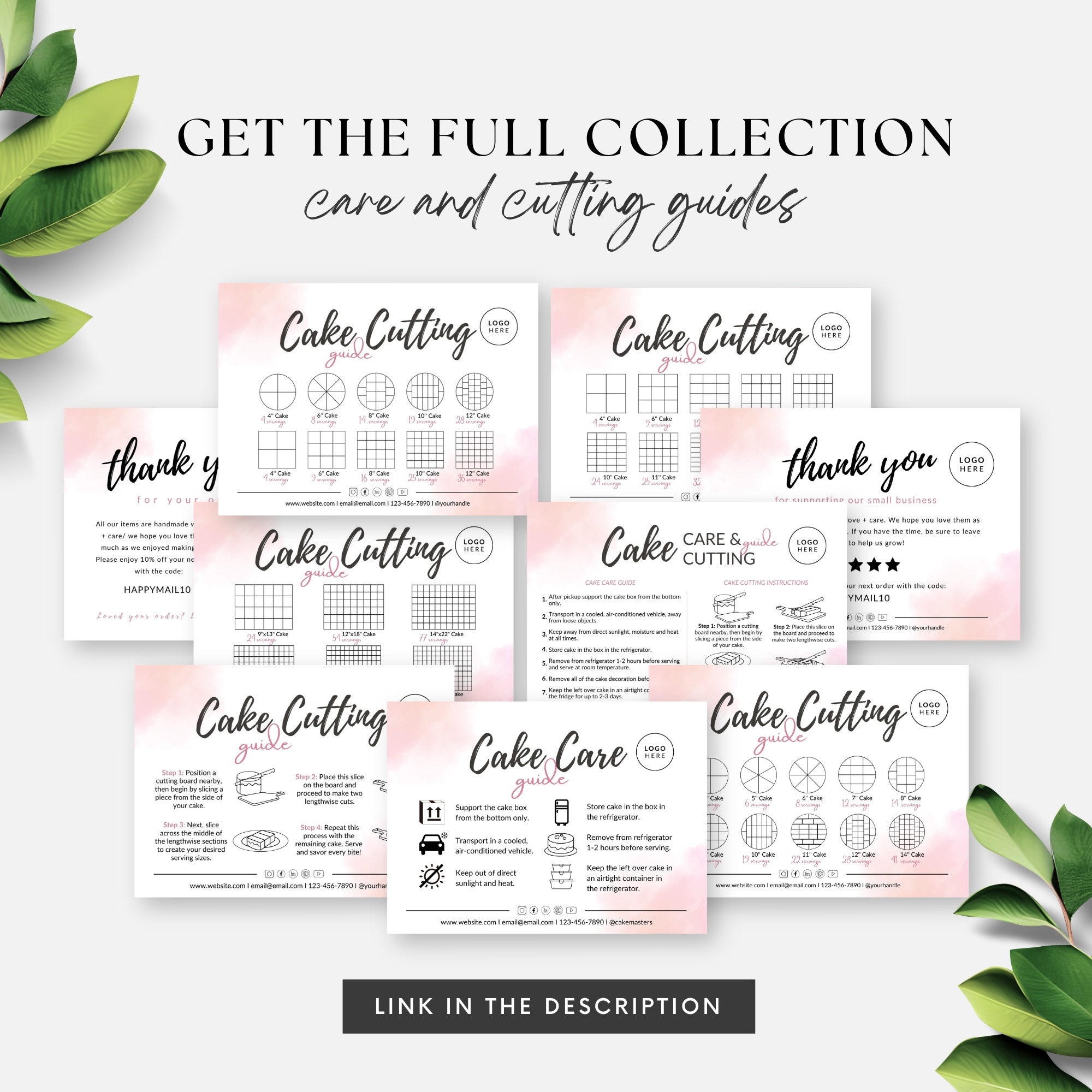 Round Cake Cutting Guide Digital Download Bakery Template Baker ...