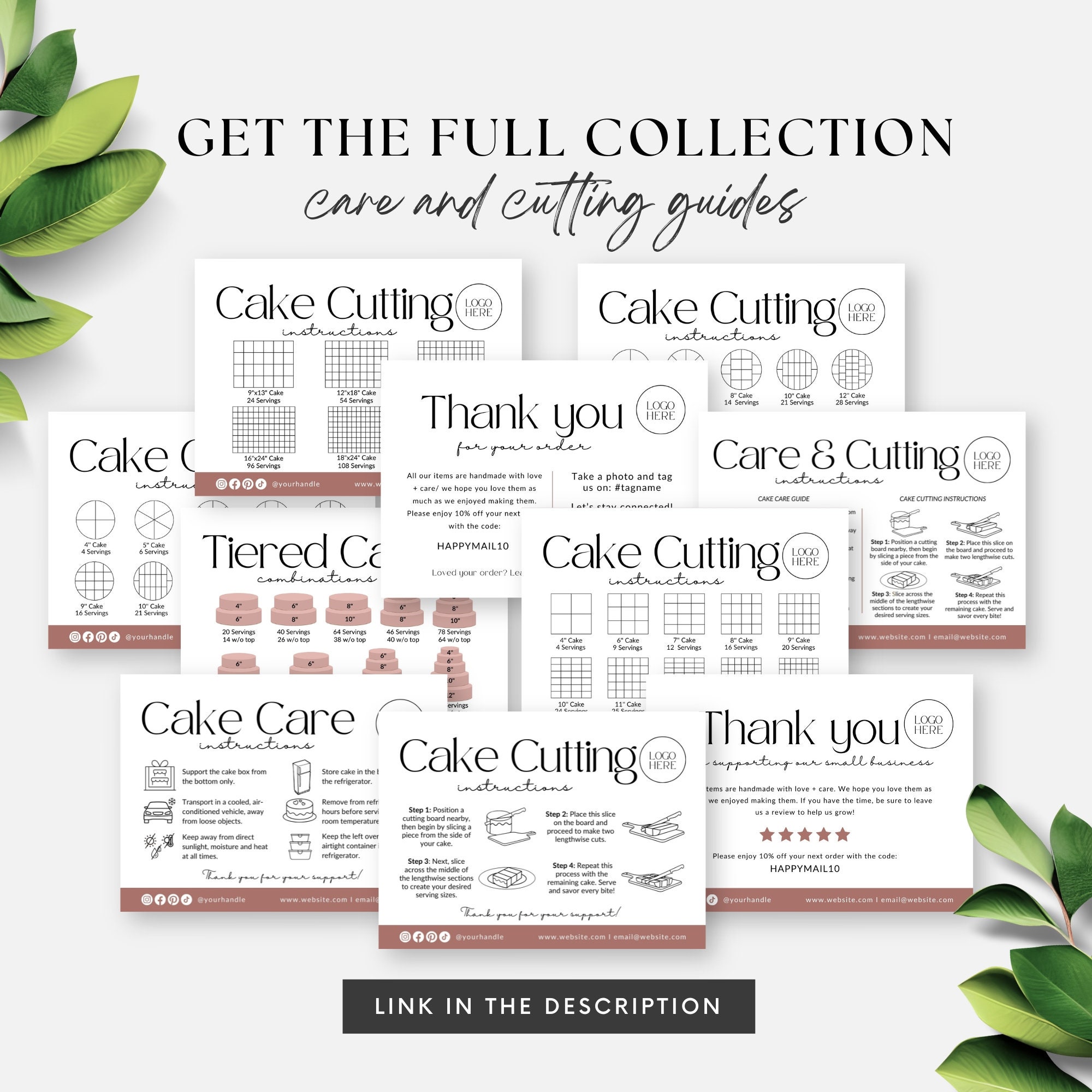 Cake Care and Cutting Guide Card, Printable Serving Instructions ...