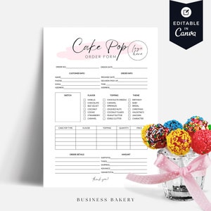 Printable Cakepop Order Form, Cake Pop Templates for Canva, Cakesicles ...