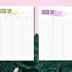 Editable Sign up Sheet I Sign up Template I Registration Sign up I A4 ...
