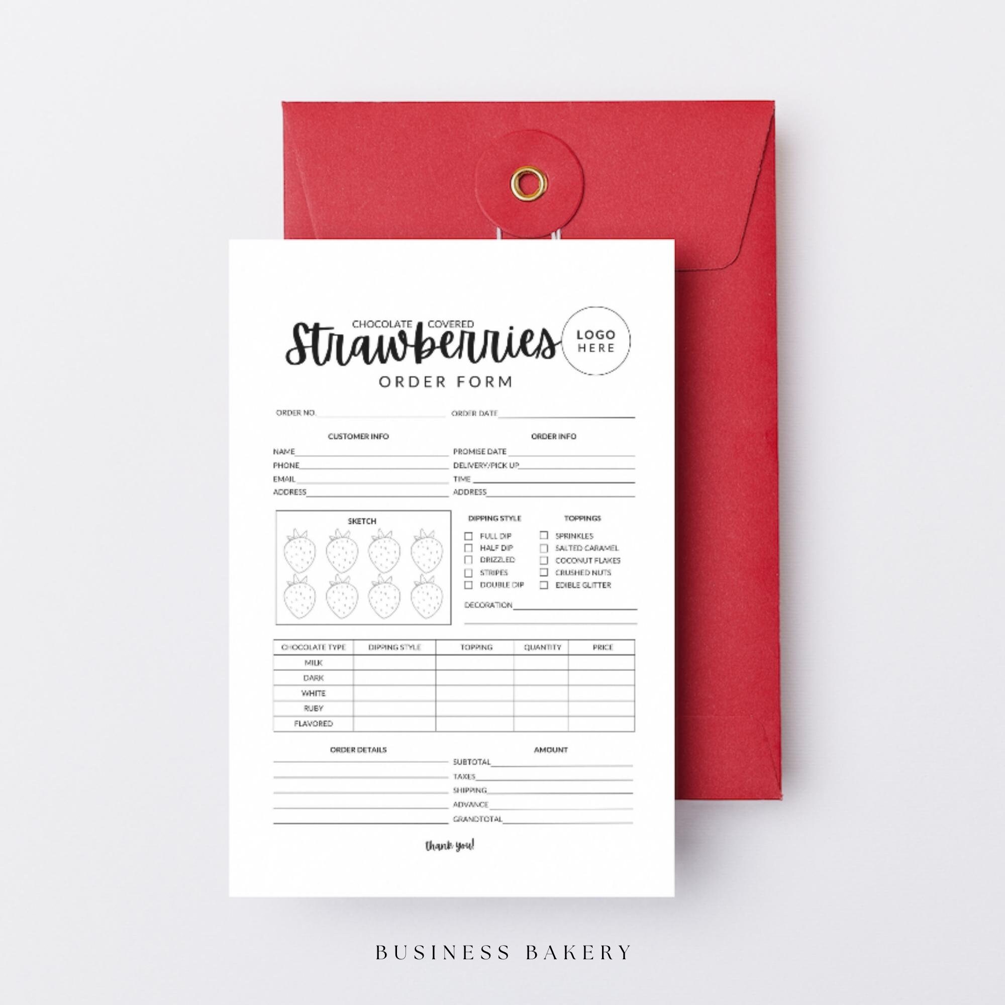 Chocolate Strawberries Order Form Template, Choc Dipped Strawberry ...