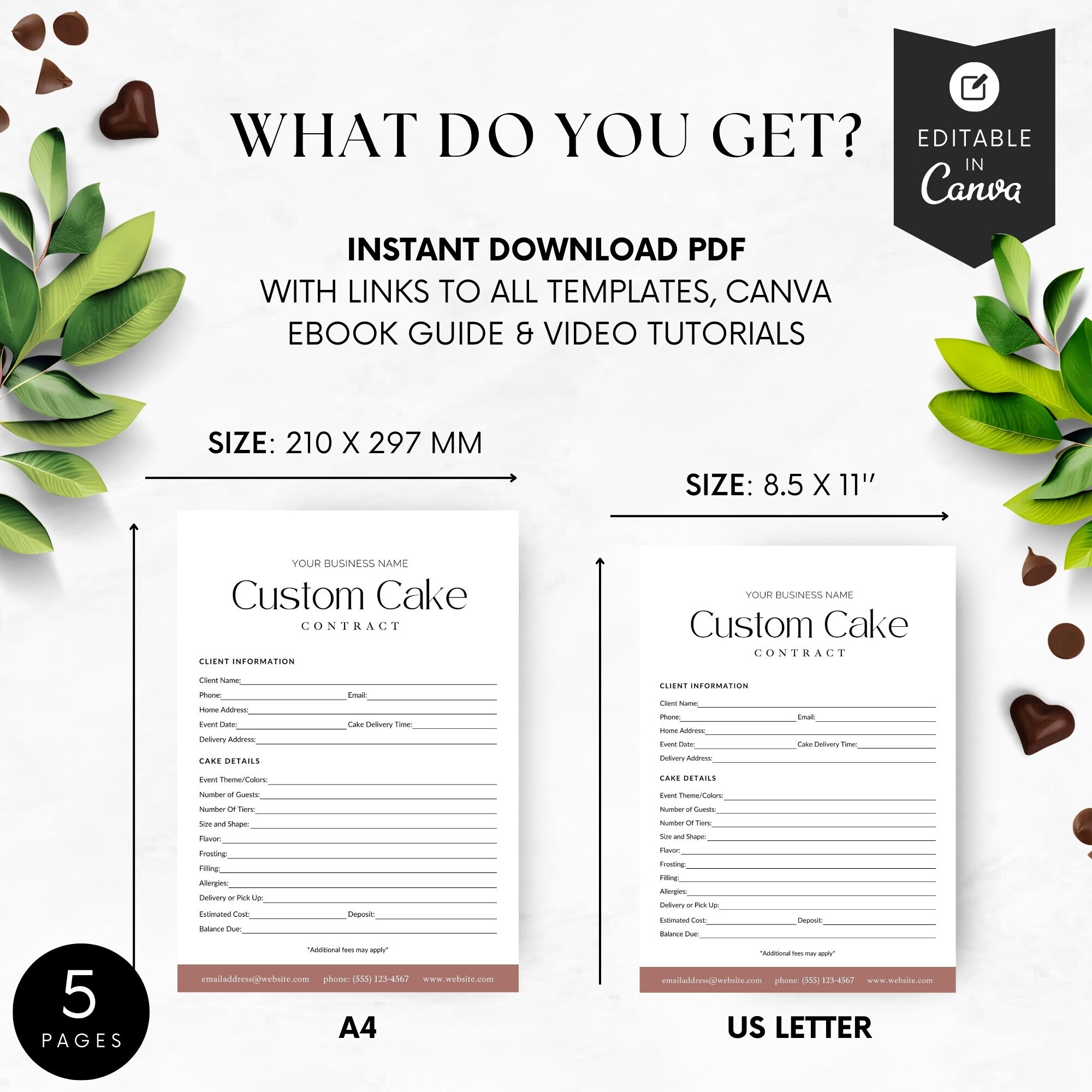 Cake Contract Template, Editable Custom Cake Agreement, Bakery Policy ...