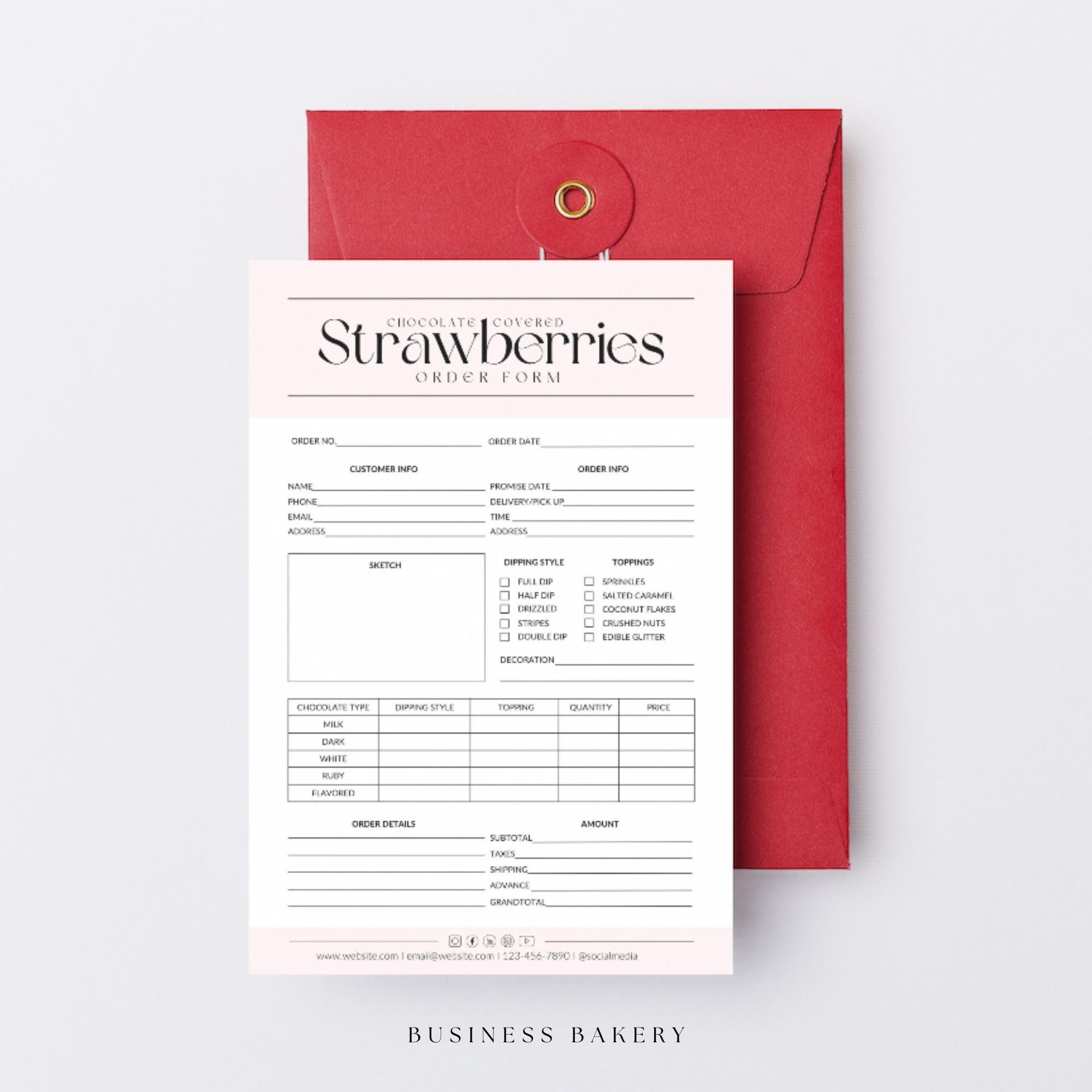 Chocolate Strawberries Order Form Template, Choc Dipped Strawberry ...