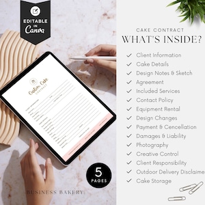 Cake Contract Template, Editable Custom Cake Agreement, Bakery Policy Edit in Canva, Printable ...
