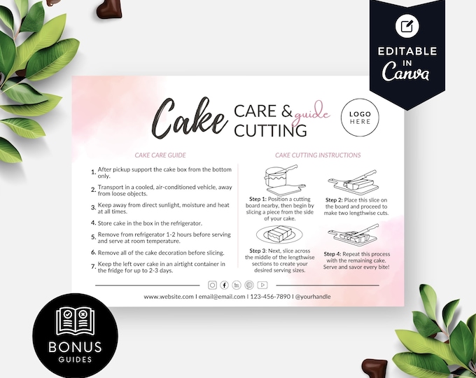 Cake Cutting Guide/instructions for an 6” Round Cake, 8.5”x11” Sized ...