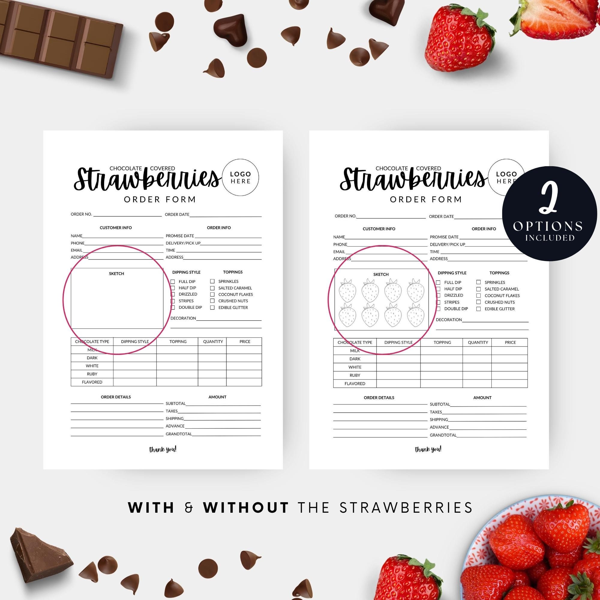 Chocolate Strawberries Order Form Template, Choc Dipped Strawberry ...