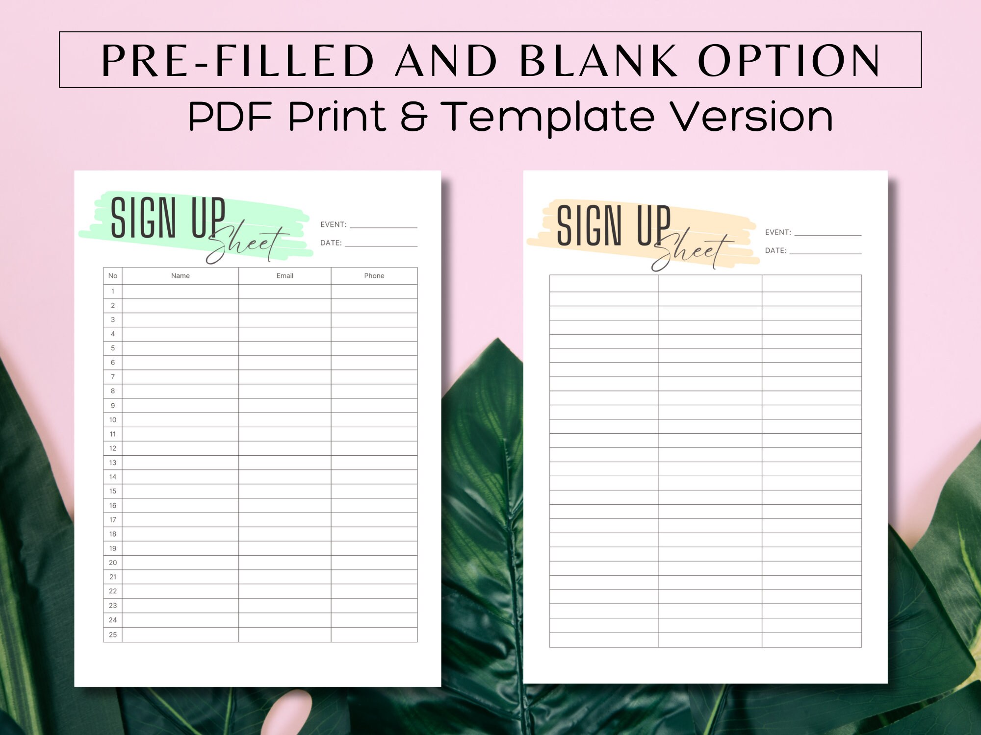 Editable Sign up Sheet I Sign up Template I Registration Sign up I A4 ...