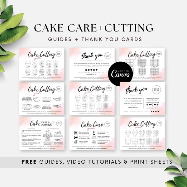 Editable Bakery Care Cards, Minimalist Cake Care Instructions Card ...