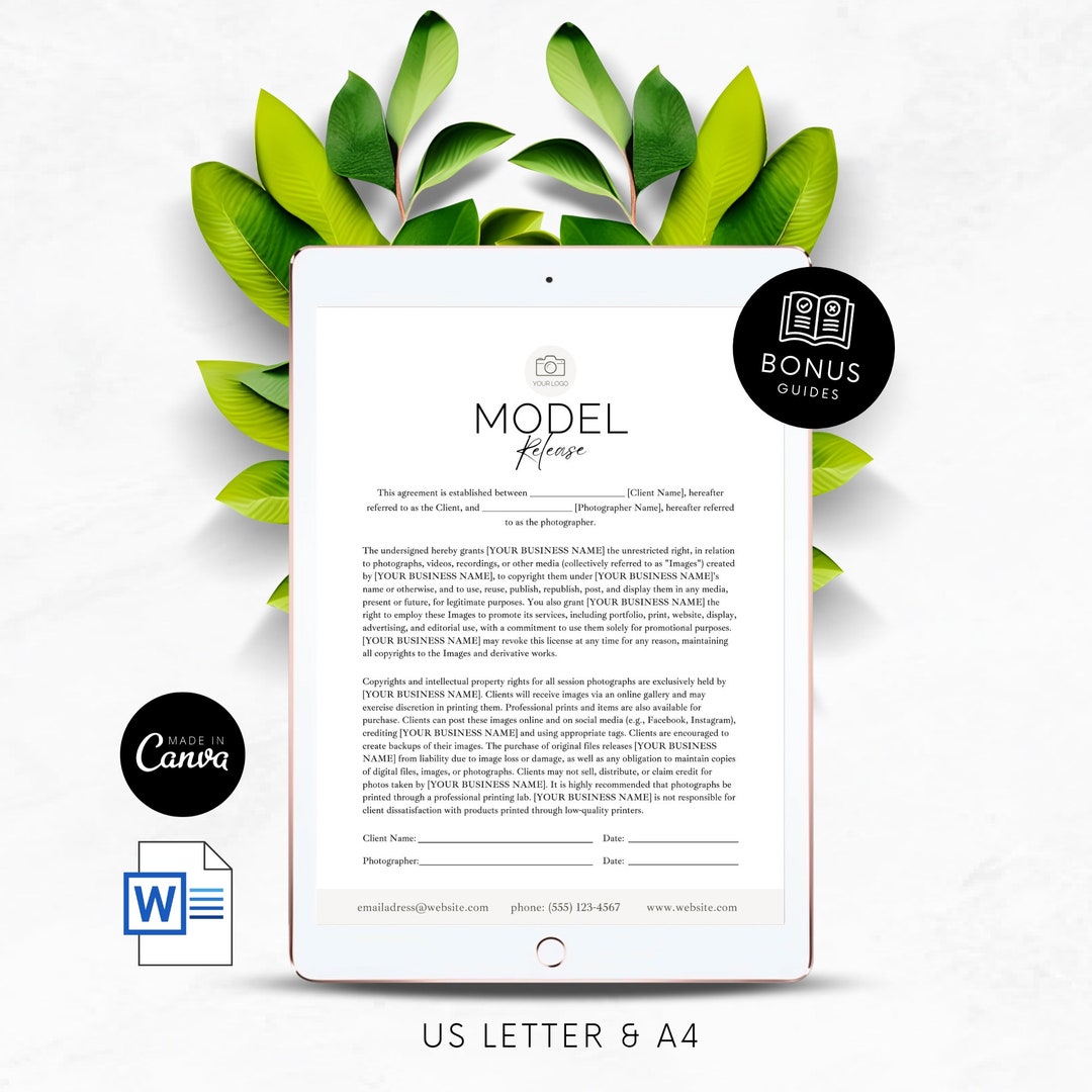 Model Release Form Template Photography Client Agreement for ...