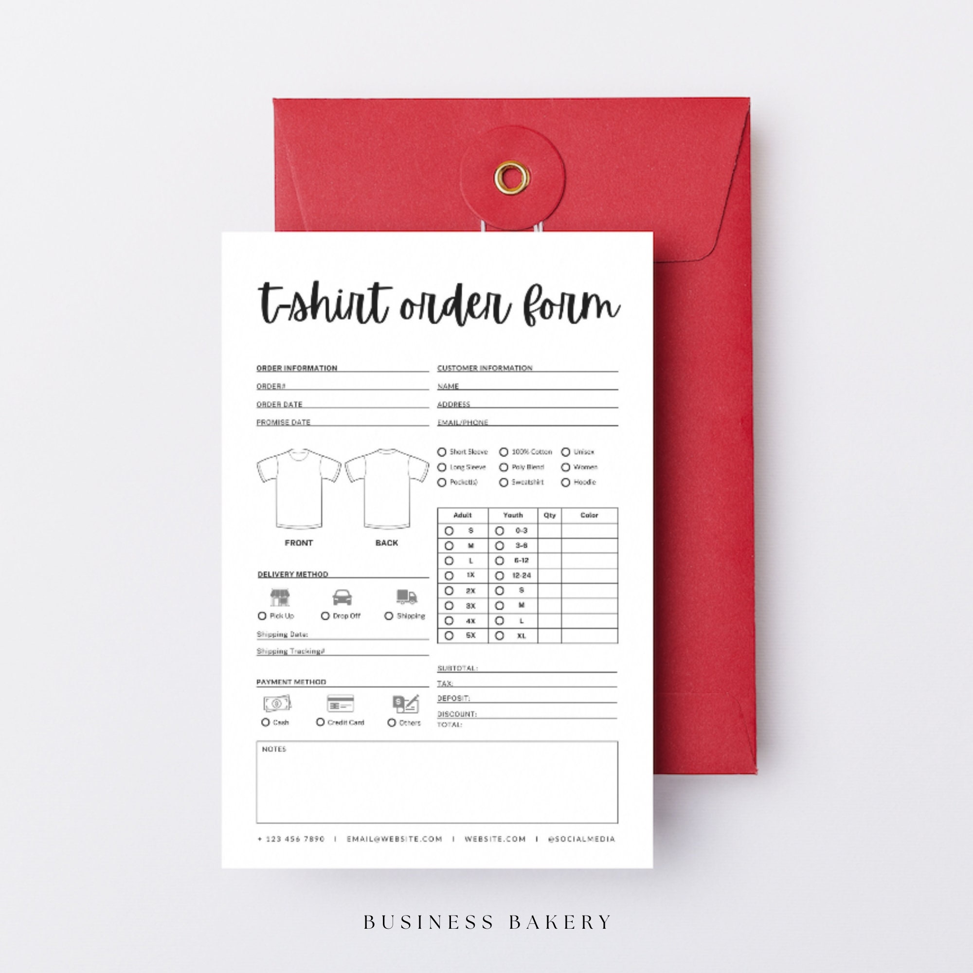 T Shirt Order Sheet Template, Simple Shirt Order Form for Small ...