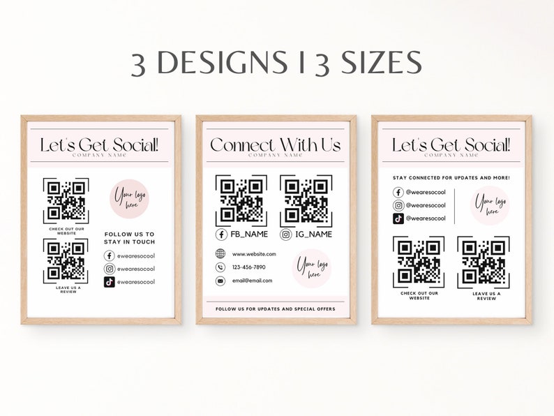 Custom QR Code Sign I Lets Get Social Sign I Editable Canva Template I ...