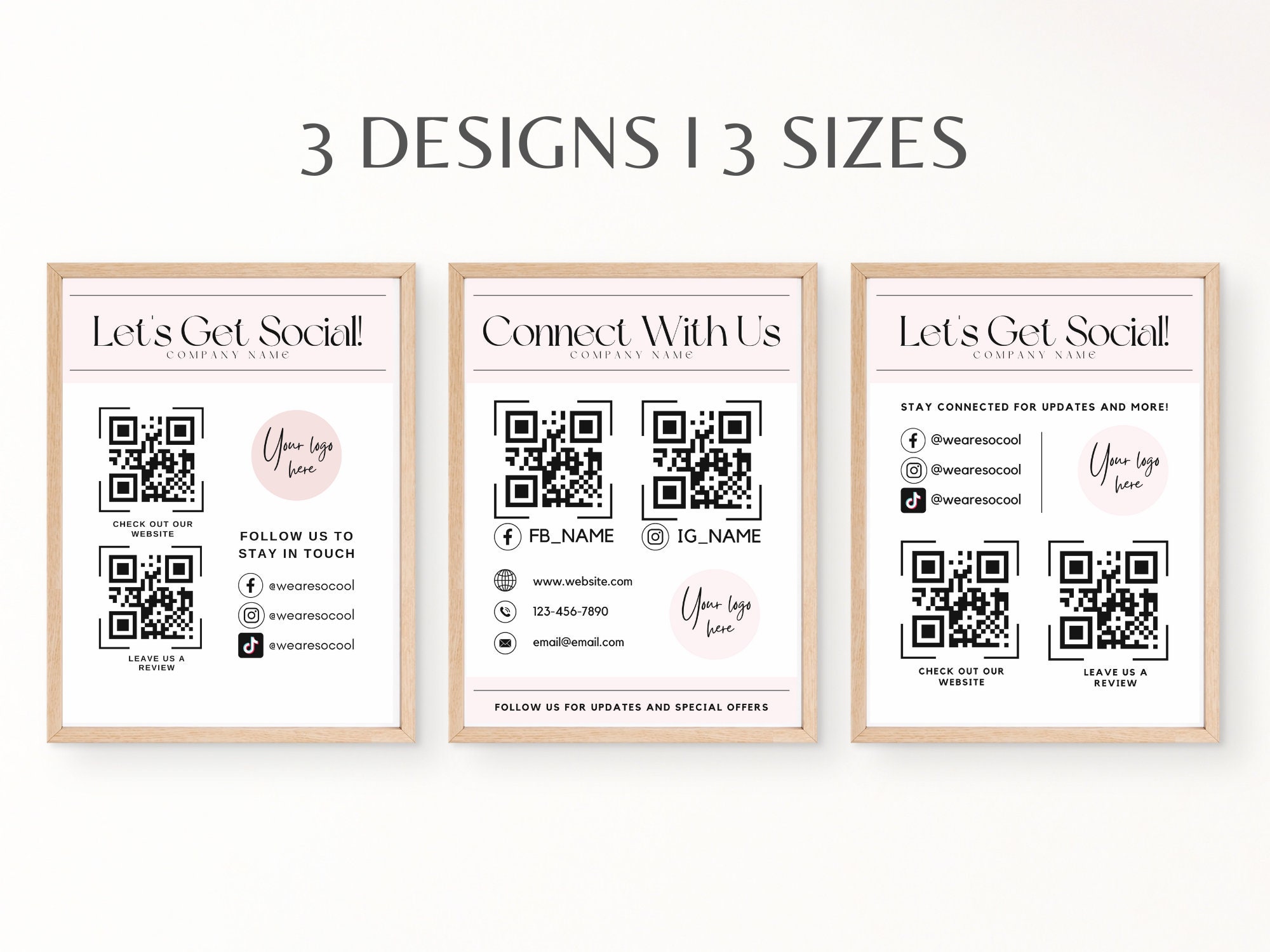 Custom QR Code Sign I Lets Get Social Sign I Editable Canva Template I ...