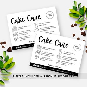 Cake Care Instruction Card Printable, Cake Care Guide, Cake Care Label ...