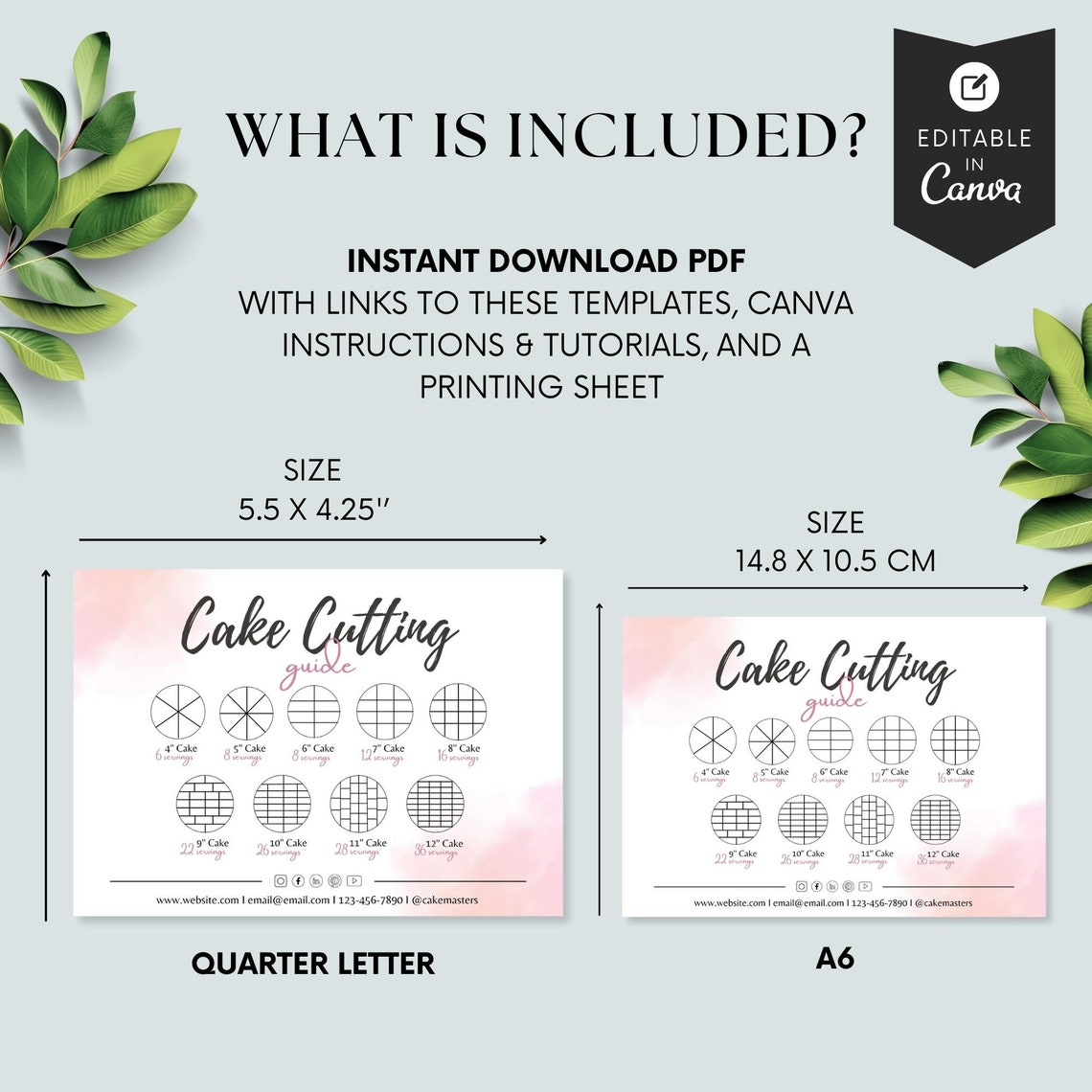 Round Cake Cutting Guide Digital Download Bakery Template Baker ...