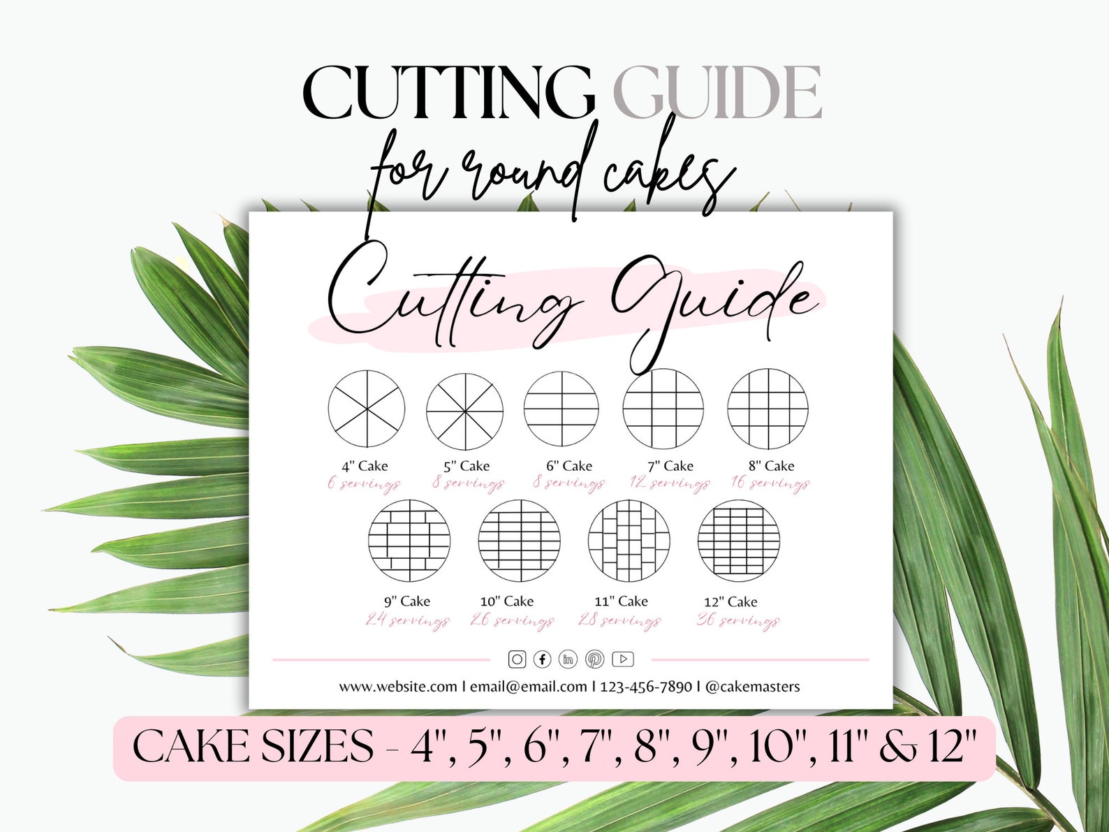 Round Cake Cutting Guide Digital Download Baker Instructions Tiered ...