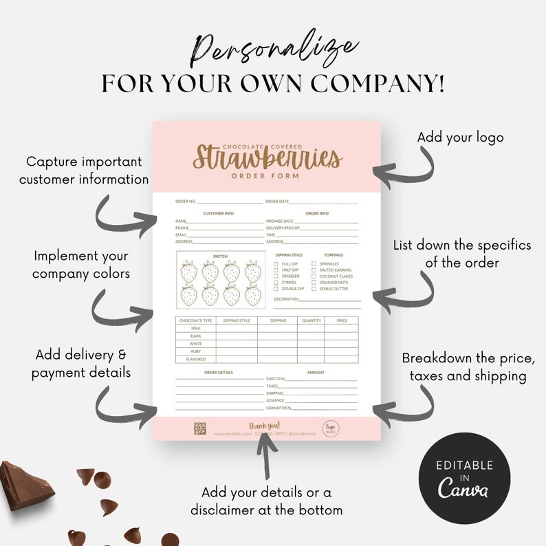 Chocolate Strawberries Order Form Template, Choc Dipped Strawberry ...