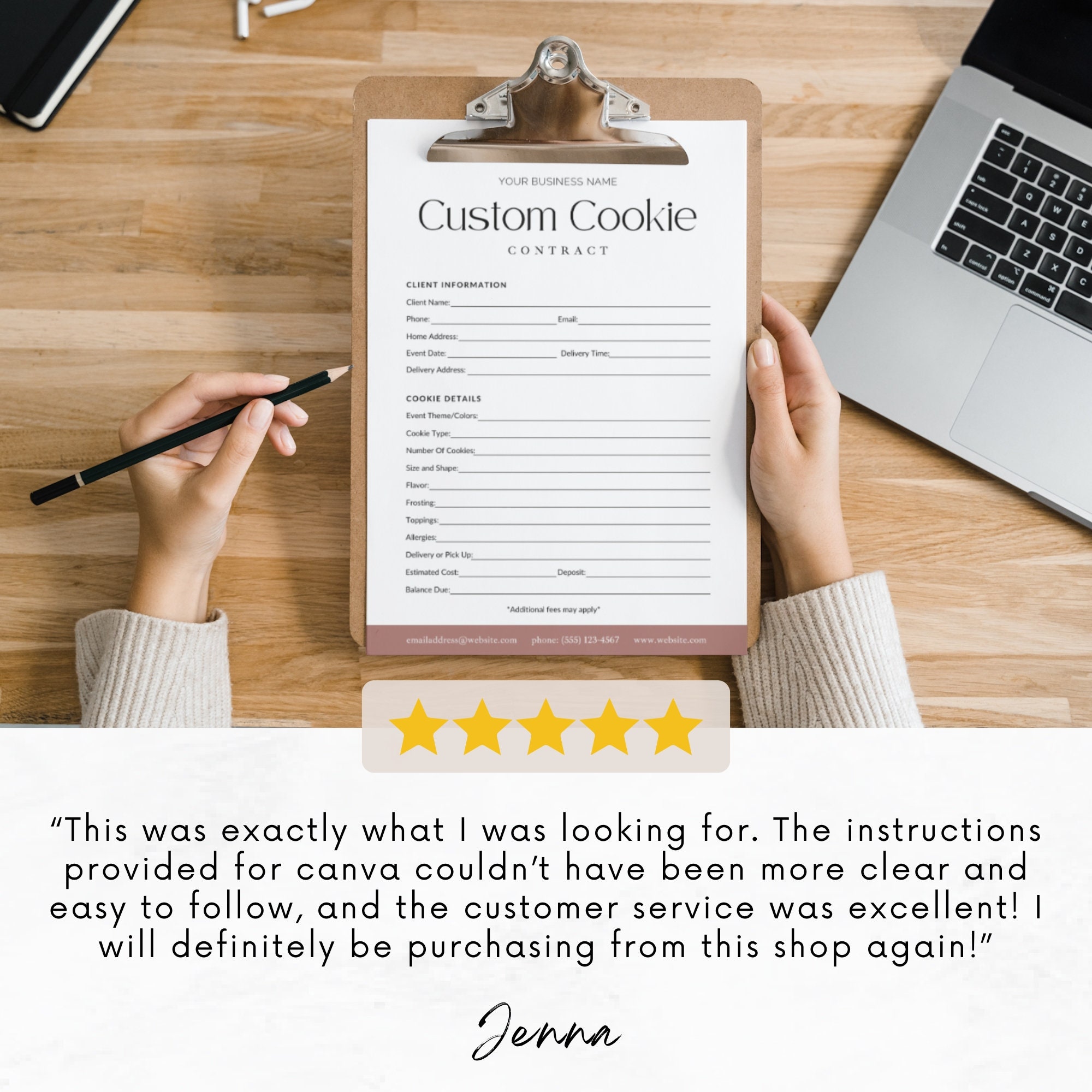 Cookie Contract and Order Form Template, Custom Bakery Agreement Form ...