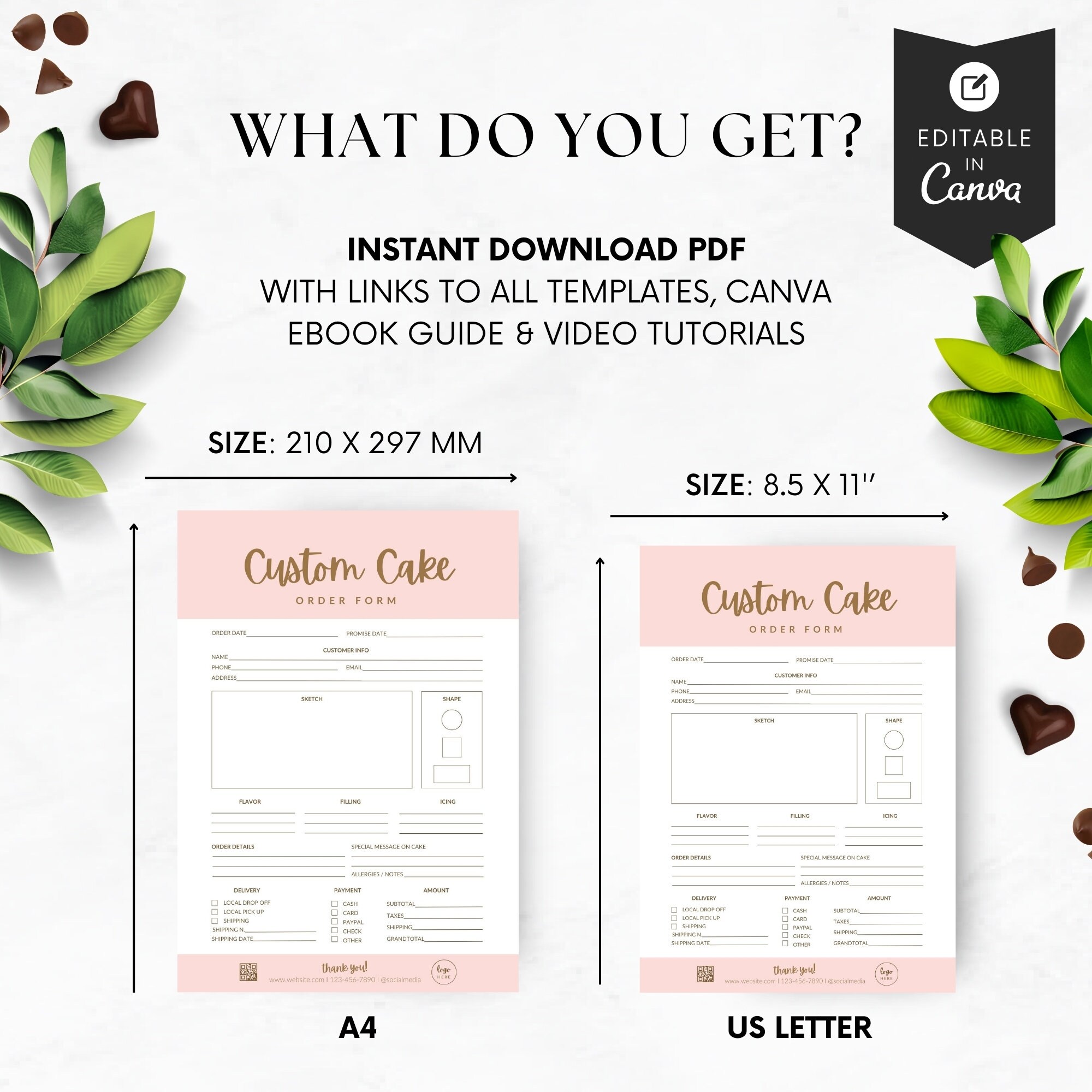 Wedding Cake Contract and Order Form Template Editable, Custom Bakery ...