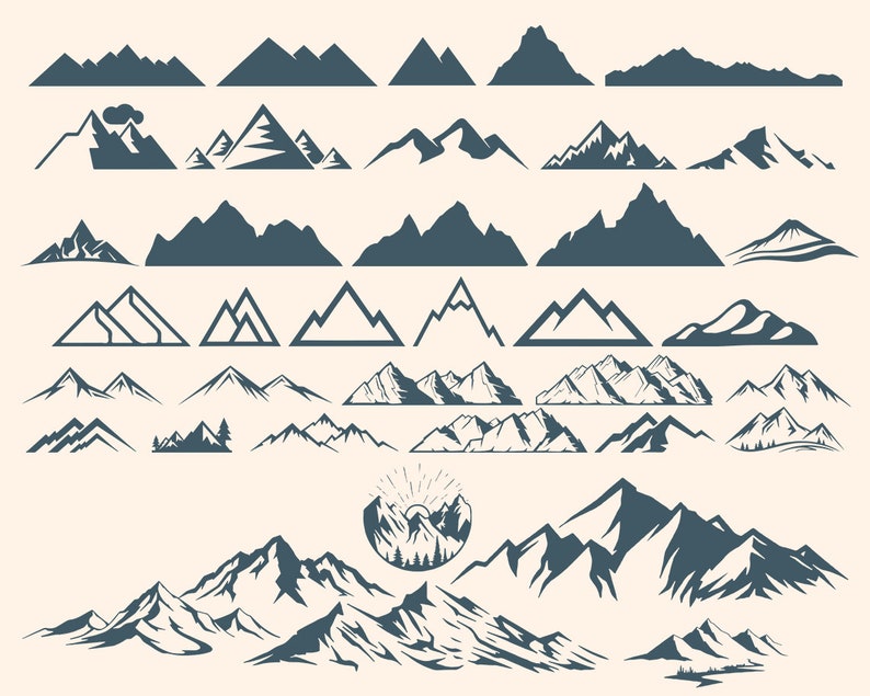 Mountains SVG, File for Cricut, 40 Mountains & Cliffs SVG Bundle, Wide ...