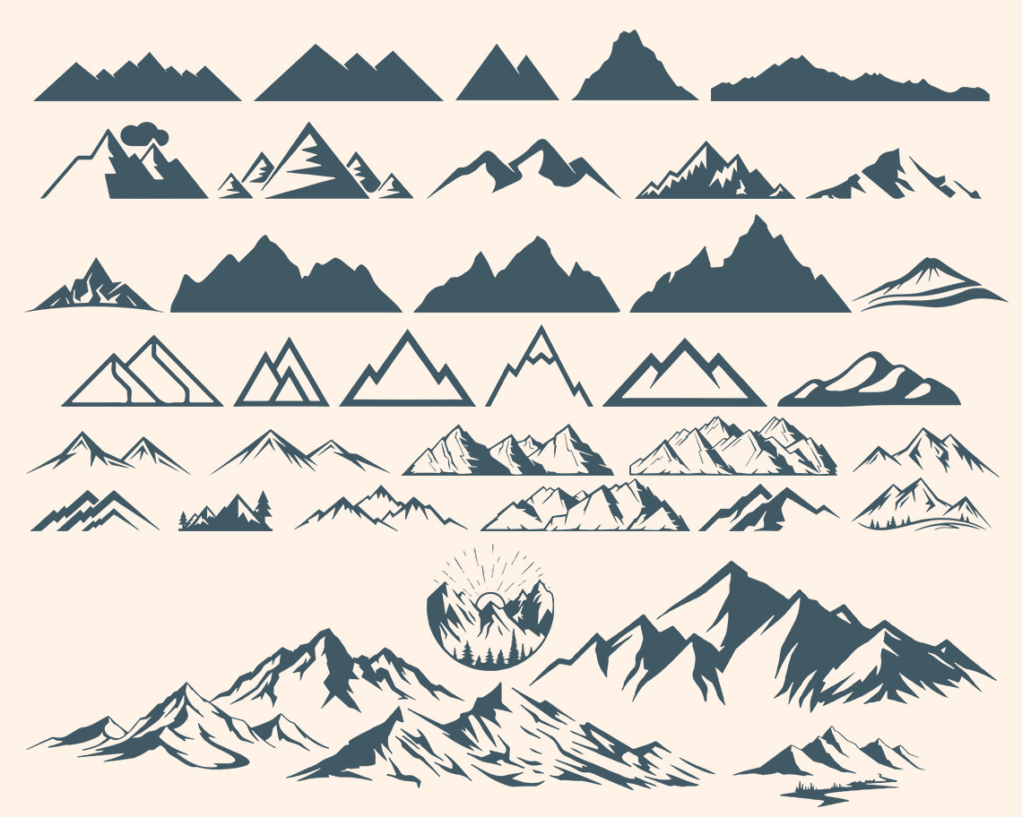 Mountains SVG, File for Cricut, 40 Mountains & Cliffs SVG Bundle, Wide Variety of Natural ...