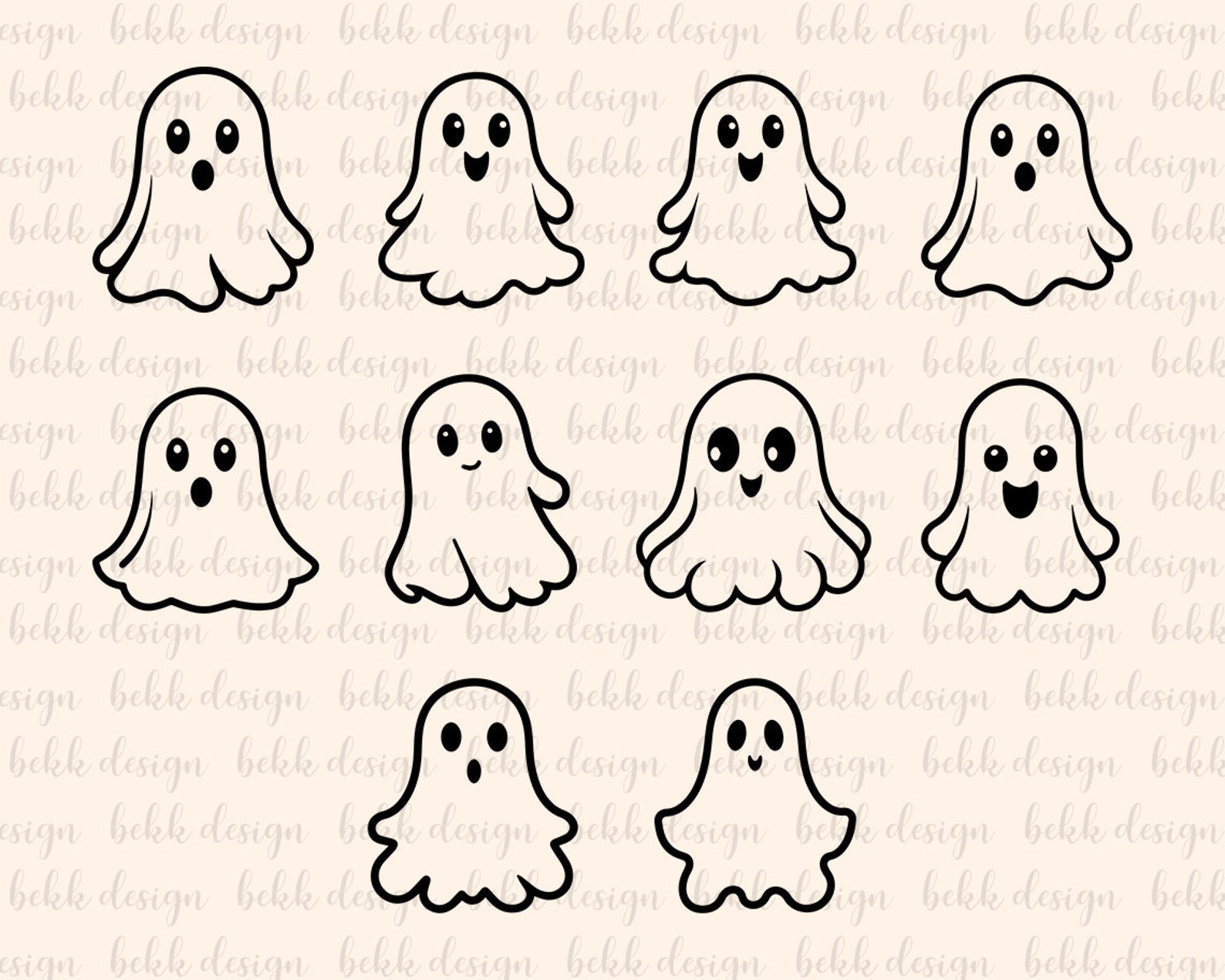 Cute Ghost Halloween Svg Png Ghosts SVG Bundle Ghost - Etsy