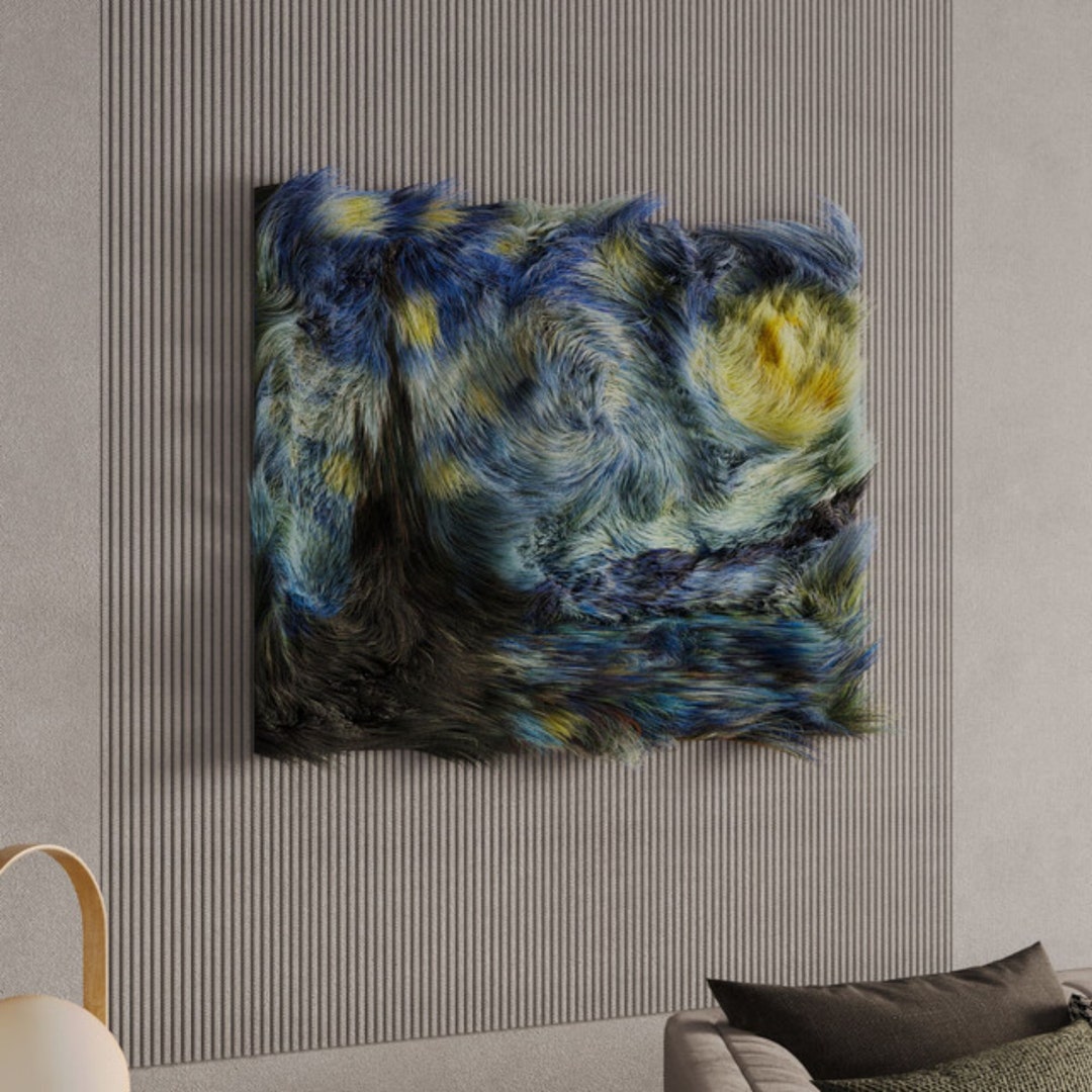 Fluffy Starry Night Wall Art Unique Faux Fur Wall Art Van - Etsy